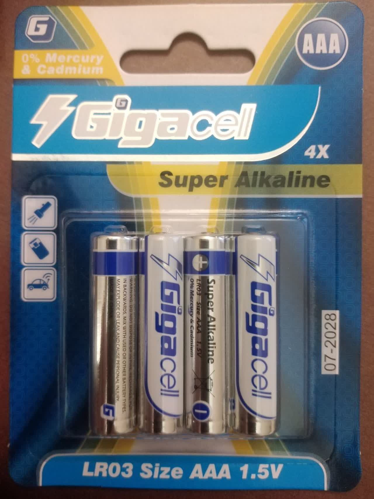 باتری نیم قلمی گیگاسل کارت4عددی Super Alkaline 1.5V 4Pack Gigacell ...